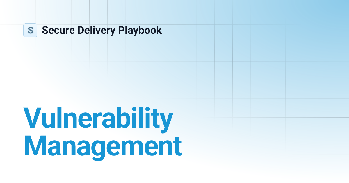 Vulnerability Management | Secure Delivery Playbook